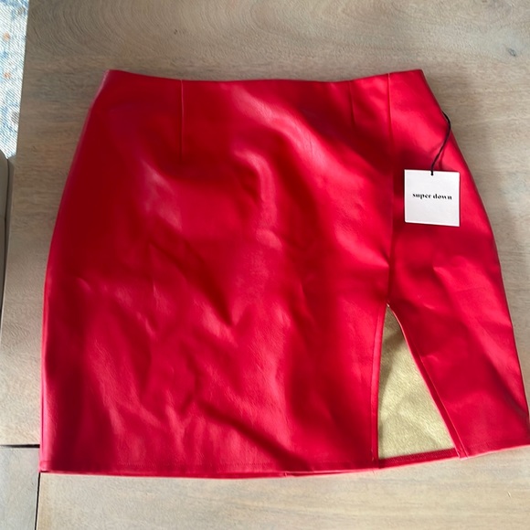 superdown | Skirts | Nwt Superdown Red Leather Mini Skirt | Poshmark